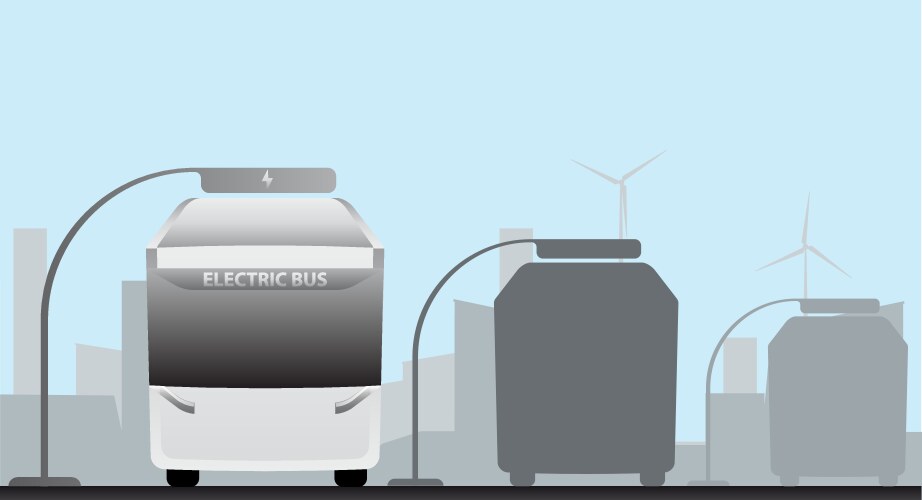Ev bus semi trailer solar cell power ecology Vector Image