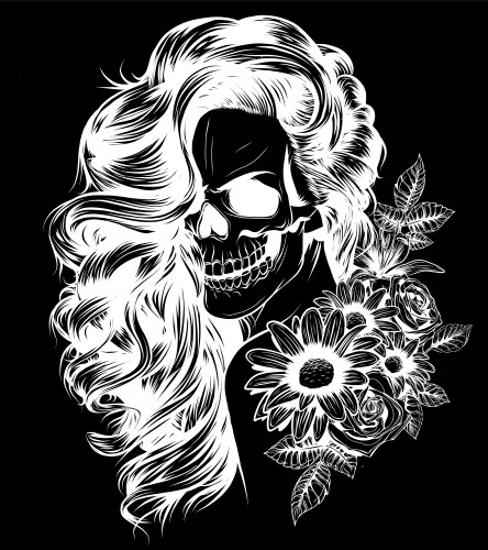 Girl with skeleton make up hand drawn Royalty Free Vector
