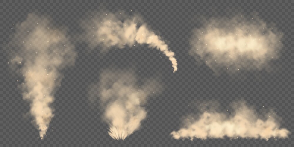 Dust clouds set isolated on transparent background