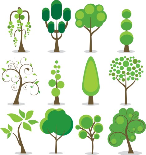 Funky trees Royalty Free Vector Image - VectorStock