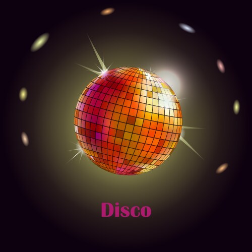 Disco banner mirrorball party ball Royalty Free Vector Image