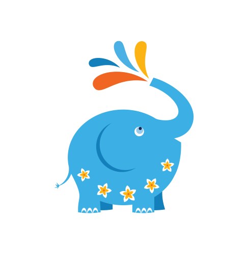 Cartoon whale character with water cascade splash Vector Image