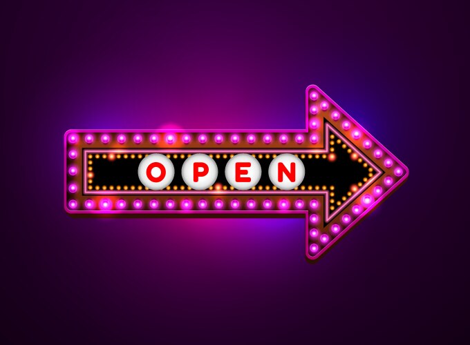 Neon open frame arrow Royalty Free Vector Image