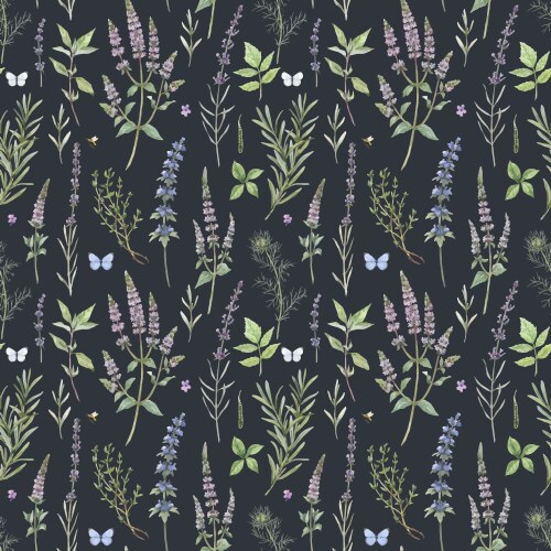 Floral seamless pattern beautiful dark background Vector Image