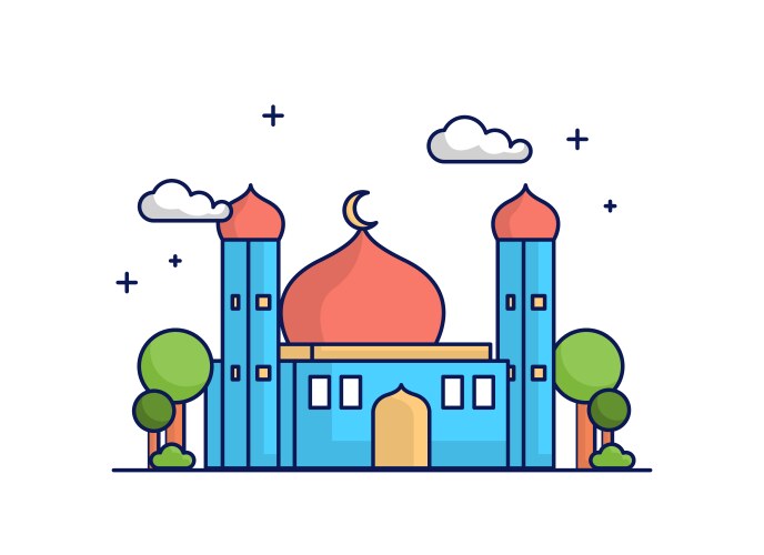 Flat outline modern kaaba Royalty Free Vector Image