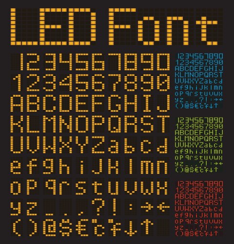 Digital letters and numbers set Royalty Free Vector Image