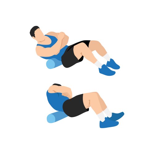 Foam roller chest opener stretch exercise Vector Image