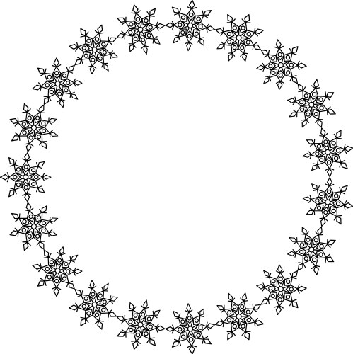Snowflake circle frame winter round Royalty Free Vector