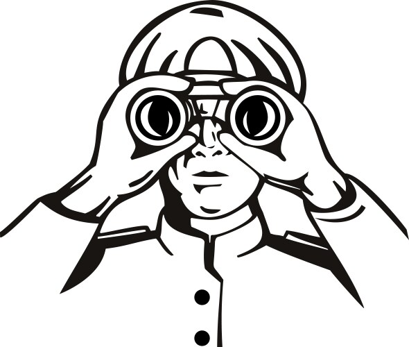 Cartoon man looking through binoculars Royalty Free Vector