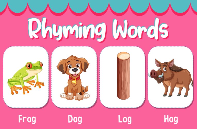 Rhyming words with images Royalty Free Vector Image