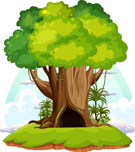 Cartoon of a big tree at the forest Royalty Free Vector