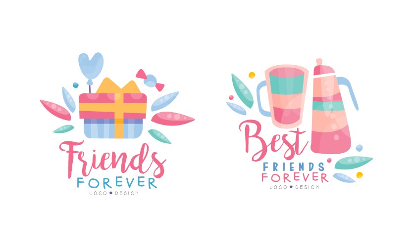 Best friends forever logo design happy friendship Vector Image