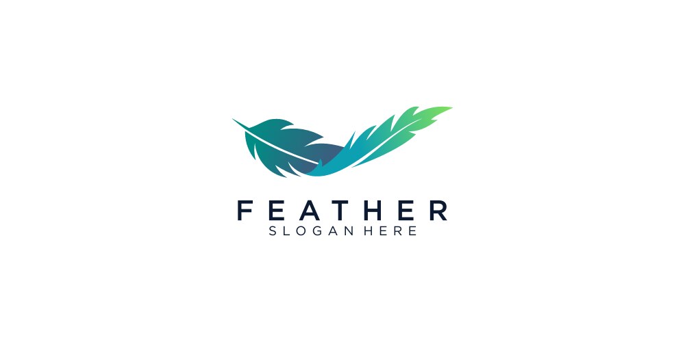 Letter w feather logo design with pen Royalty Free Vector