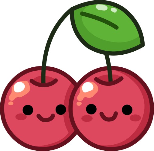 Cute cherry cartoon funny kawaii berry character Vector Image