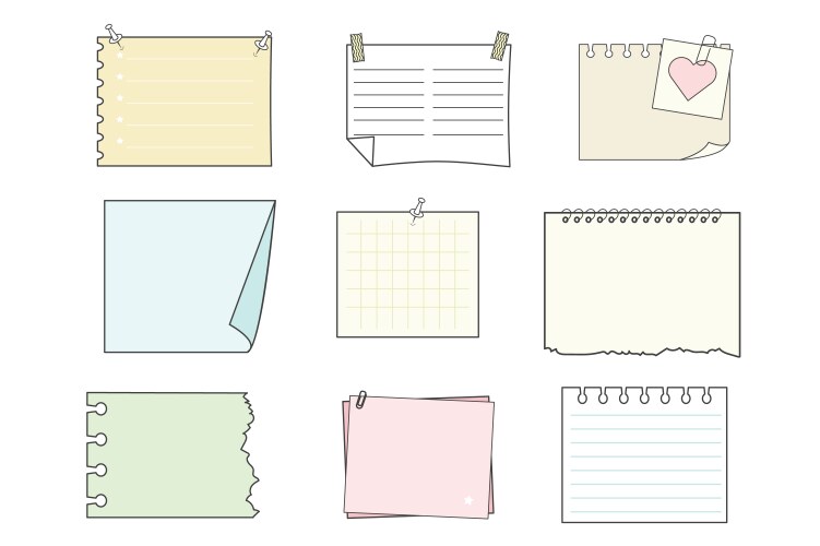 Memo sticky notes sheet reminder color office Vector Image