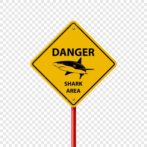 Yellow shark sighting sign isolated Royalty Free Vector