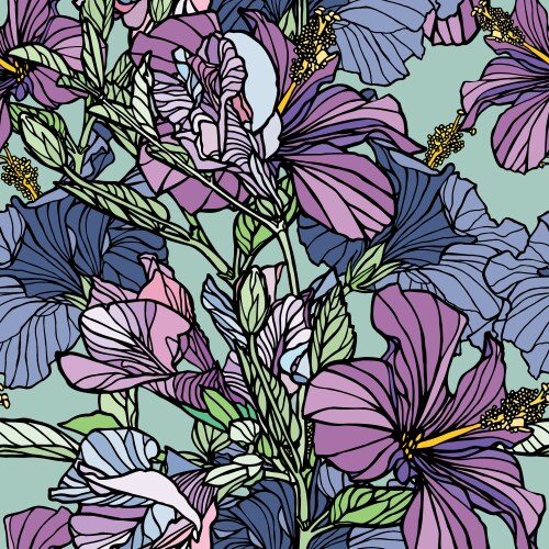 Abstract seamless pattern with floral motifs Vector Image