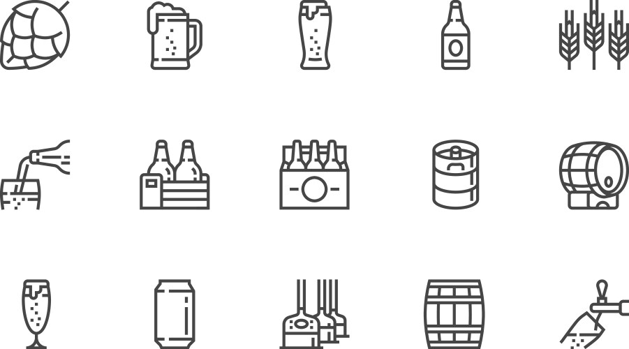 Beer and brewery icon set Royalty Free Vector Image