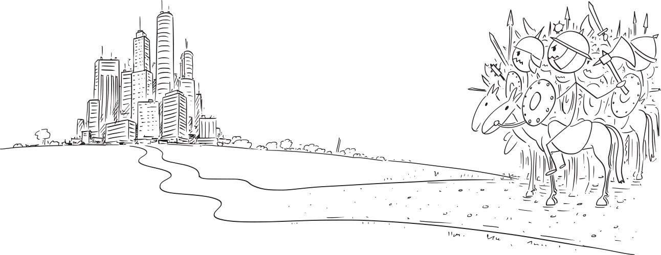 Cartoon army or ancient medieval raiders Vector Image