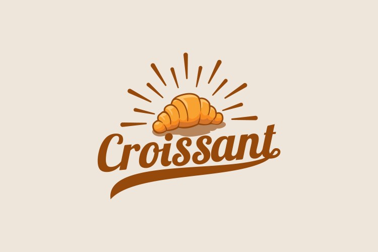 Croissant logo with a combination Royalty Free Vector Image