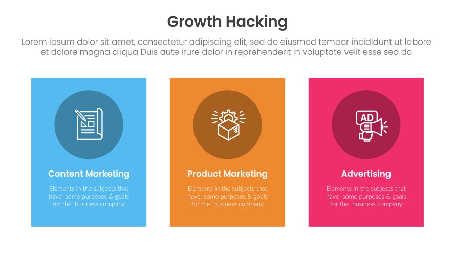 Growth hacking infographic 3 point with round Vector Image