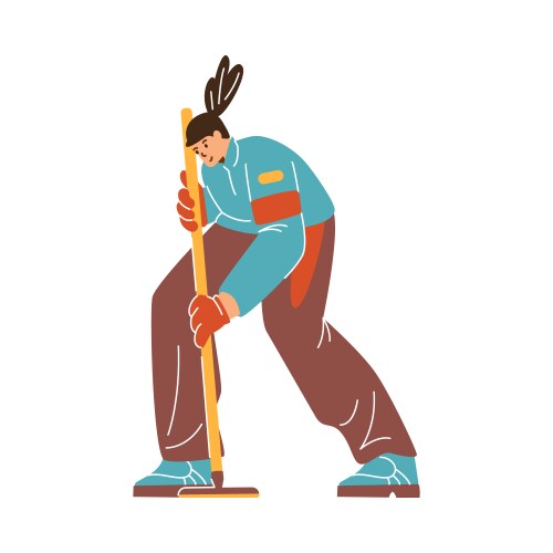 Curling player in action Royalty Free Vector Image
