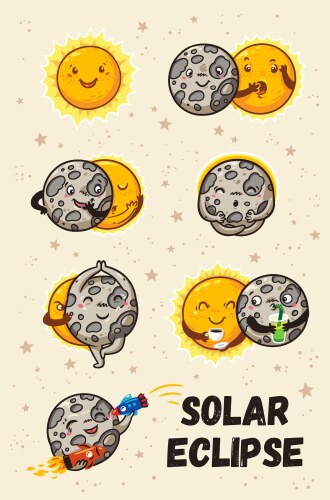 Realistic solar and lunar eclipses concept 3d ill Vector Image