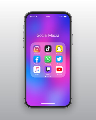 Iphone ios folder social media icons set Vector Image