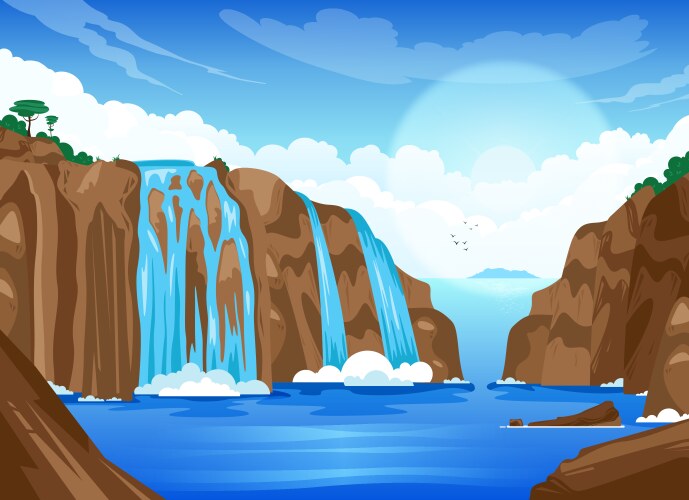 A waterfall nature landscape Royalty Free Vector Image