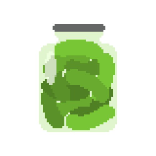 Pickled cucumbers in jar pixel art 8 bit Vector Image