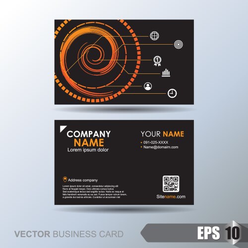 Creative black dark business card template modern Vector Image