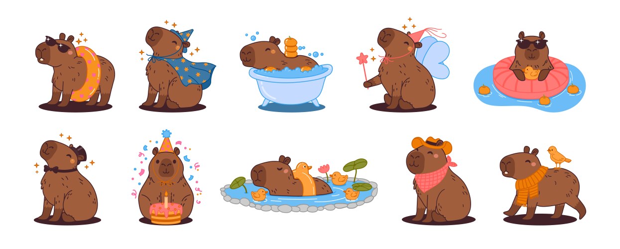 Capybara cartoon cute Vector Images & Graphics for Commercial Use ...