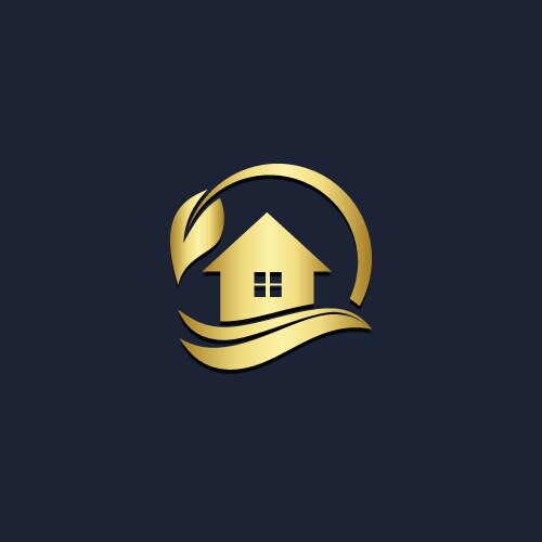 House icon gold logo Royalty Free Vector Image