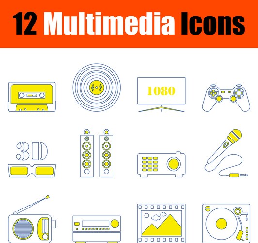 Multimedia icon set Royalty Free Vector Image - VectorStock