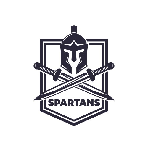 Spartans logo emblem with spartan helmet swords Vector Image