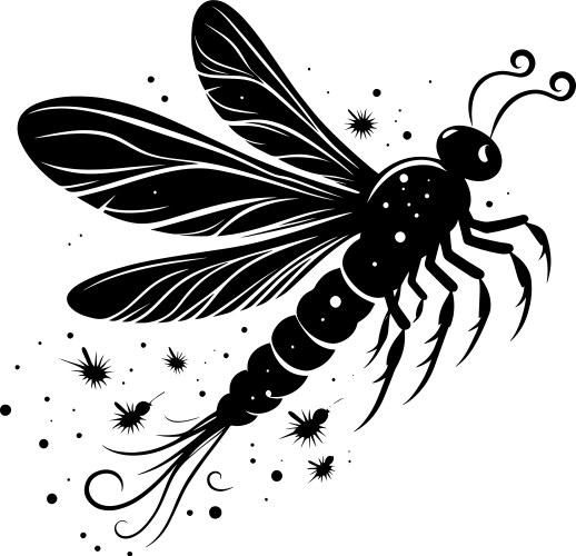 Beautiful firefly insect silhouette isolated Vector Image