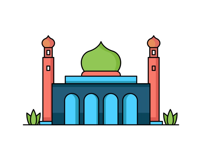 Flat outline modern kaaba Royalty Free Vector Image