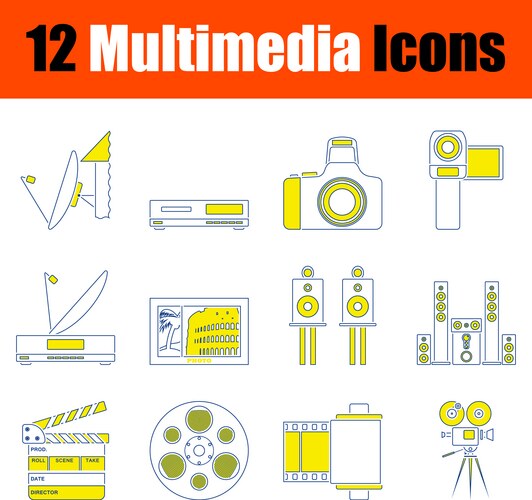 Multimedia icon set Royalty Free Vector Image - VectorStock