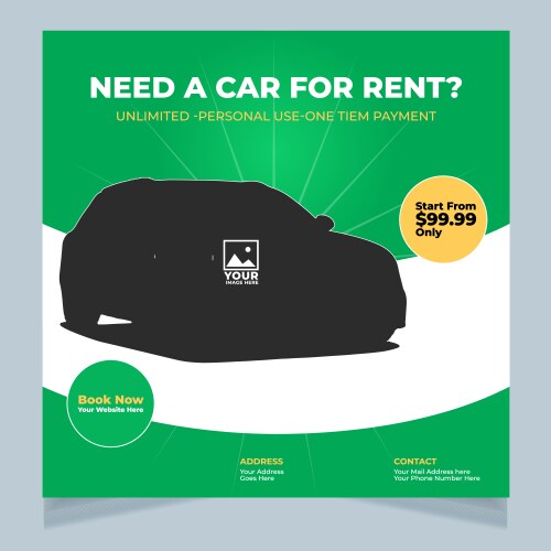 New car for rent brochure flyer design template Vector Image
