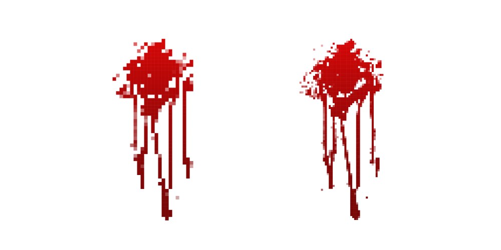 Pixel blood splatter with dripping effect Vector Image