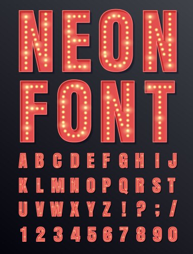 Vintage letters set of retro neon alphabet part Vector Image