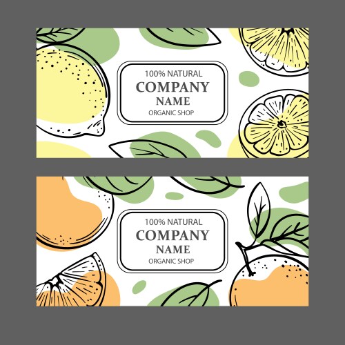 Peach lemon labels vertical sketch Royalty Free Vector Image