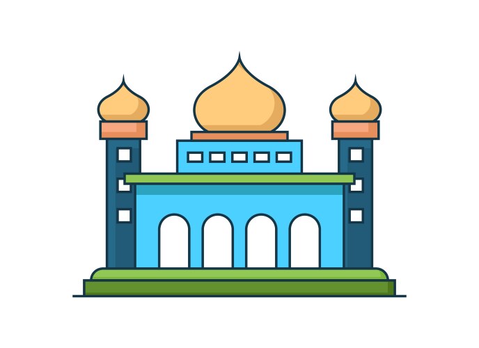 Flat outline modern kaaba Royalty Free Vector Image