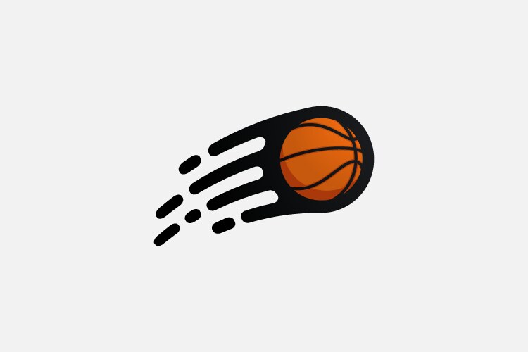 Flying basketball graphic with motion Royalty Free Vector