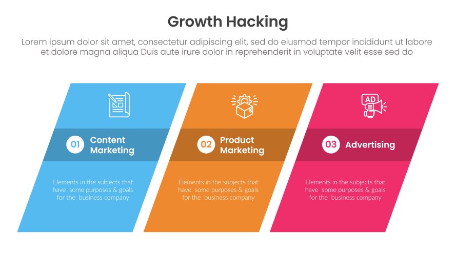 Growth hacking infographic 3 point with big Vector Image