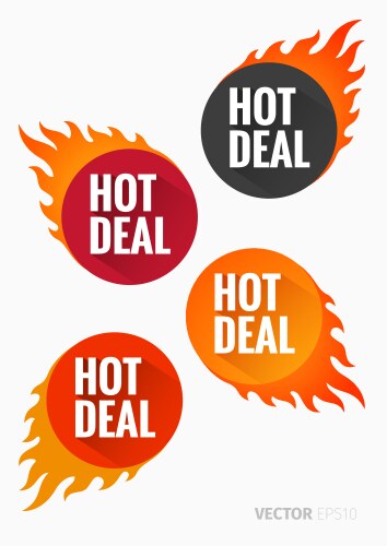 Hot price deal promotion labels with fire flames Vector Image
