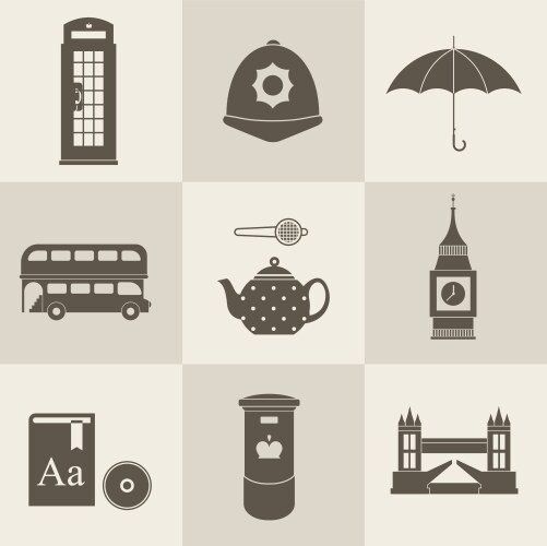 London city street icon set Royalty Free Vector Image