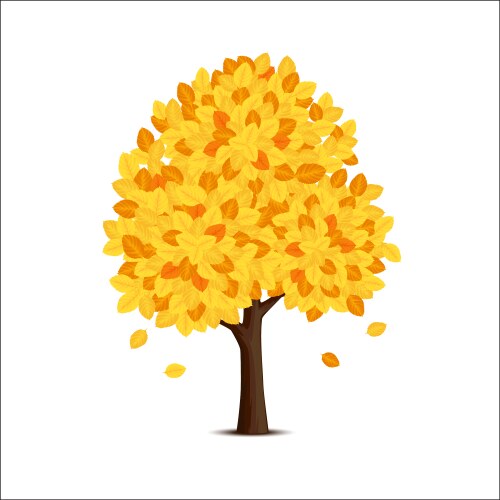 Windy with an autumn yellow tree Royalty Free Vector Image