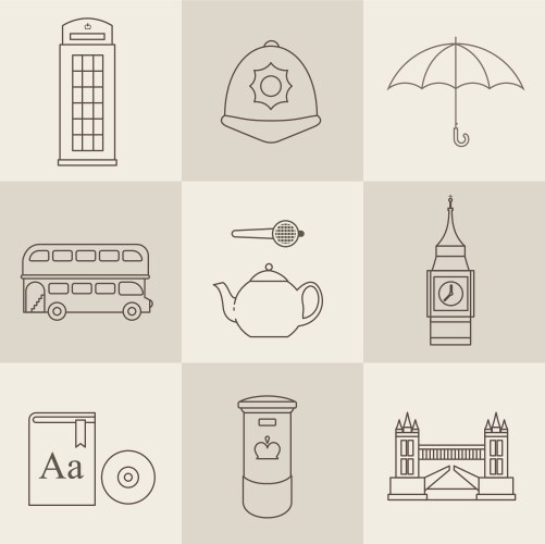 London city street icon set Royalty Free Vector Image