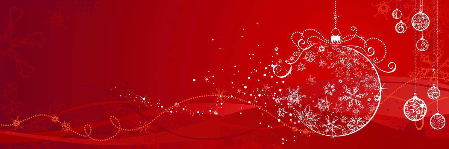 Red christmas card background with flowers Vector Image